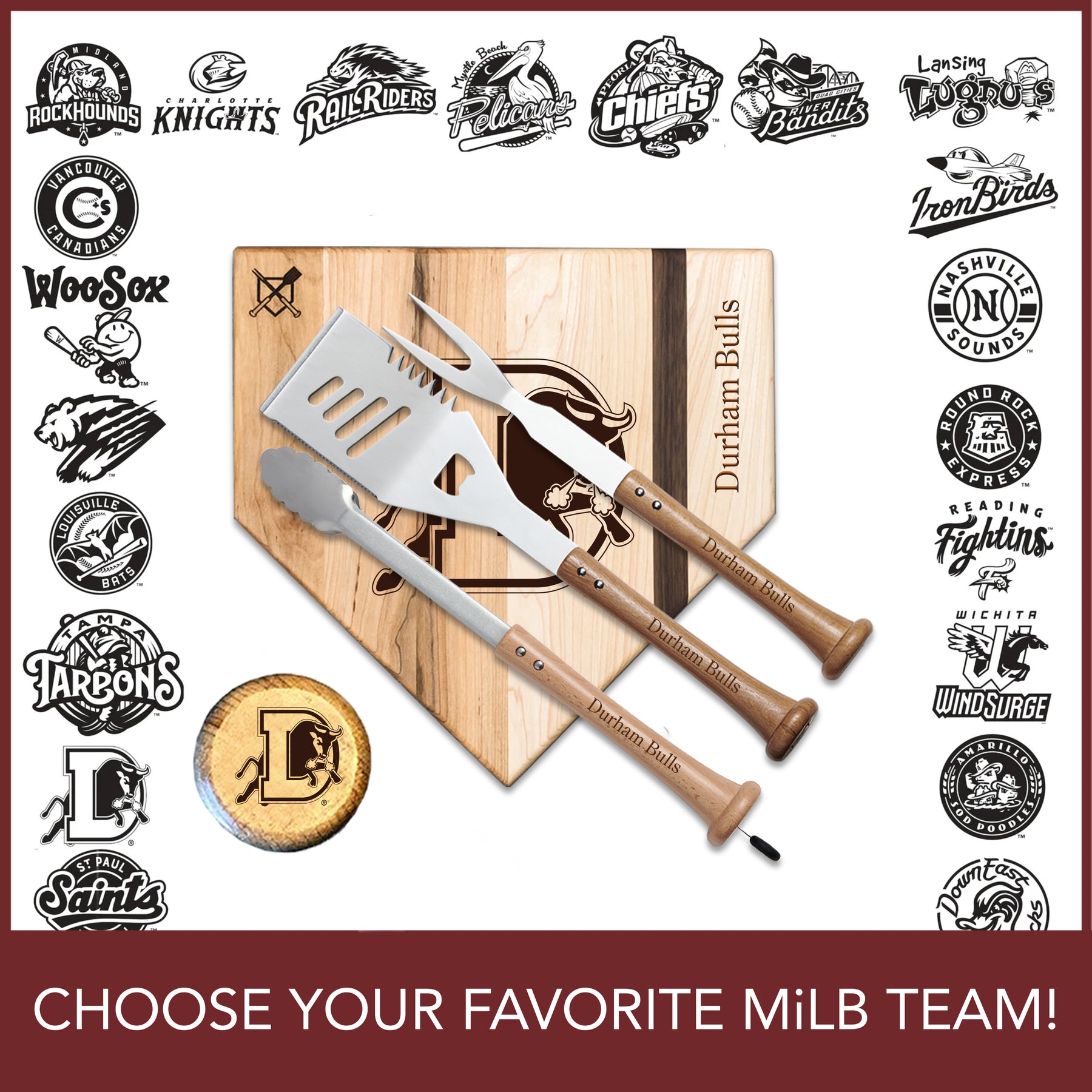 MiLB Team Tools & Cutting Boards – Baseball BBQ