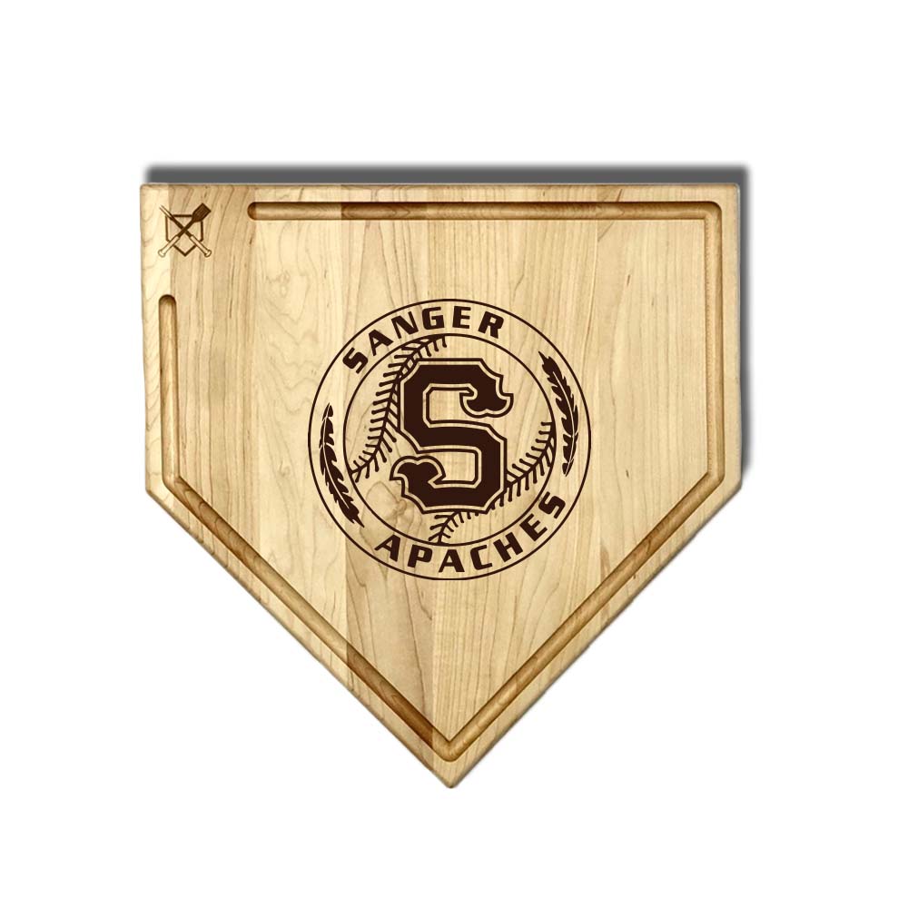 Sanger Apaches Home Plate cutting boards – Baseball BBQ